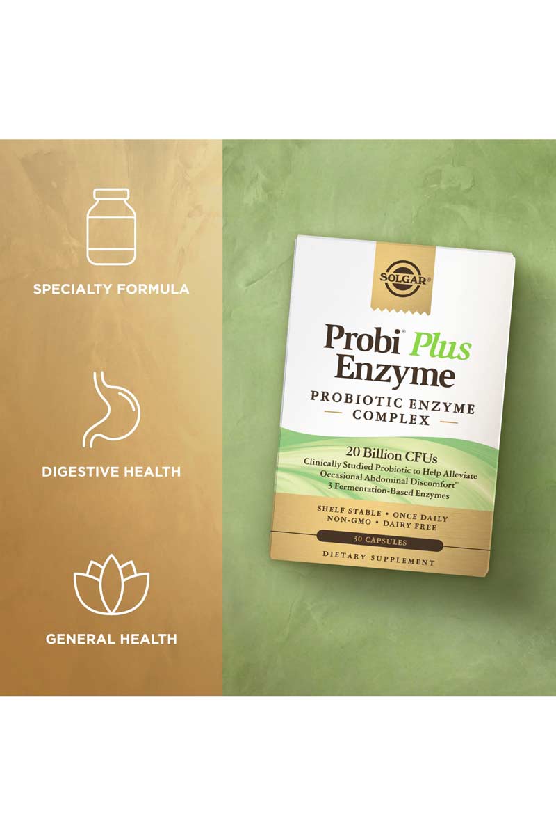 Solgar Probi Plus Enzyme 20 Billion CFUS 30 Capsulas - Almacén Madeira