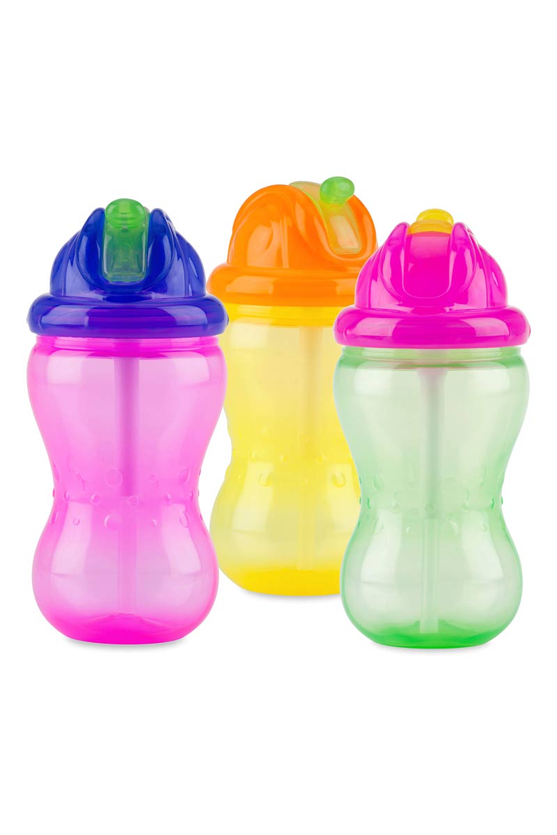 Nuby Flip-It Soft Straw Cup - Vaso pitillo 12+M 300 ml - Almacén Madeira